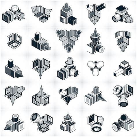 Premium Vector Engineering Abstract Geometric Shapes Simple Vectors Set
