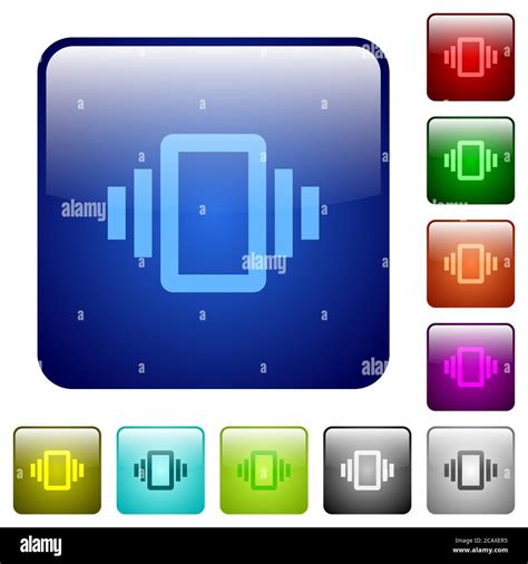 Smartphone Vibration Icons In Rounded Square Color Glossy Button Set Stock Vector Image And Art
