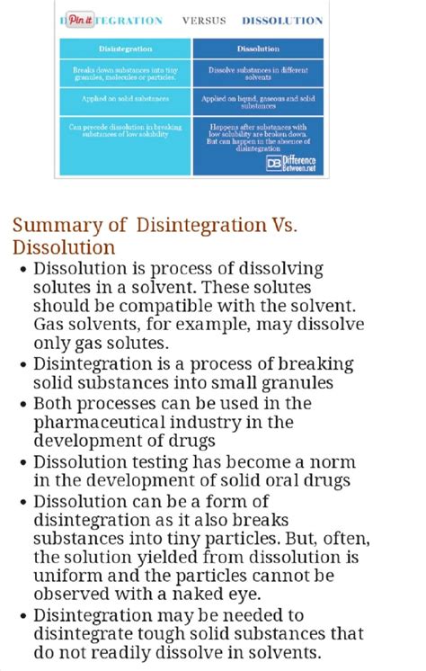 Mohan Raj V On Linkedin Difference Between Disintegration And Dissolution