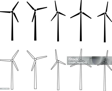풍력 발전 아이콘 그래픽 및 웹 디자인을 위한 편집 가능한 스톡이 있는 플랫 스타일 기호로 템플릿을 설정합니다 생태학 대체 재생 가능 에너지 전기 재활용 투명한 배경에