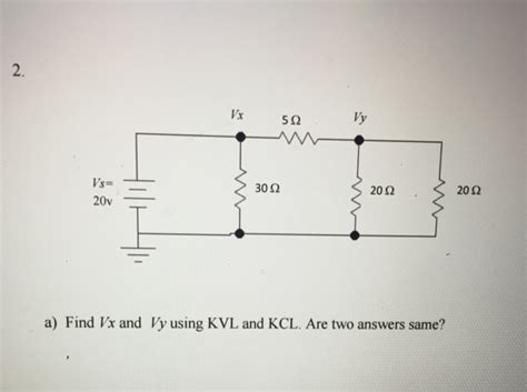 solved find v x and v y using kvl and kcl are two answers
