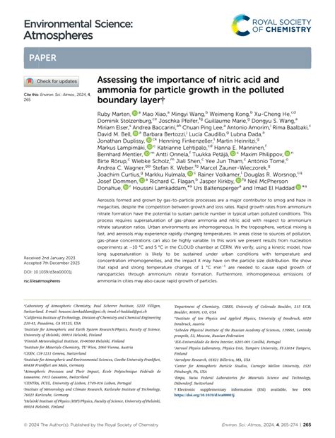 Pdf Assessing The Importance Of Nitric Acid And Ammonia For Particle Growth In The Polluted