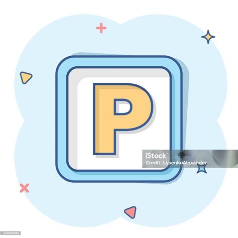 만화 스타일의 주차 아이콘 흰색 격리 된 배경에 자동 스탠드 만화 벡터 그림 도로 표지판 스플래시 효과 비즈니스 개념 거리에 대한 스톡 벡터 아트 및 기타 이미지 Istock