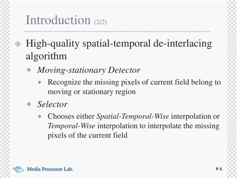 ppt high performance de interlacing algorithm for digital television