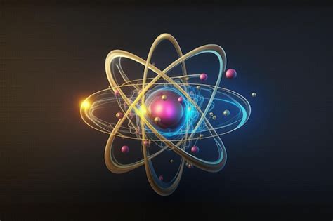 원자핵 전자 중성자 양성자 모델은 원자가 설정된 예측 가능한 경로에서 고정된 양전하 핵 주위를 도는 전자가 있는 대부분의 빈 공간임을 보여줍니다 프리미엄 사진