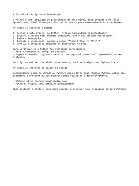 Introdução Ao Python E Instalação Pdf Computadores