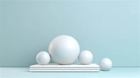 제품 쇼케이스는 파스텔 파란색 배경에 공이 있는 최소 3d 렌더링 흰색 실린더 연단 받침대 배경 Png  무료 다운로드 Pikbest
