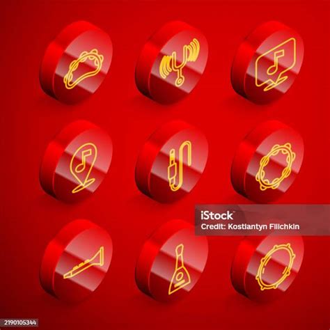 세트 라인 탬버린 음악 소리굽쇠 노트 위치 뮤지컬 오디오 잭 클라리넷 및 발랄라이카 아이콘 벡터 3차원 형태에 대한 스톡 벡터 아트 및 기타 이미지 Istock