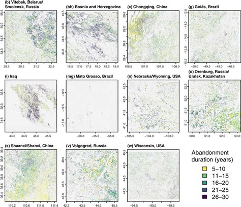 Spatial Patterns Of Abandonment Duration Observed Duration Of Cropland Download Scientific
