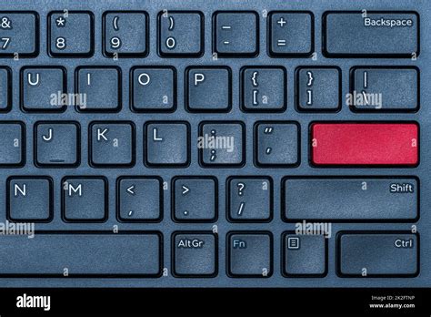Blank Red Button On The Blue Keyboard Stock Photo Alamy