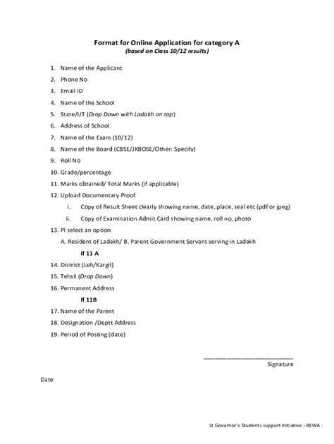 Fillable Online Letter For Job Application Class 12 Format Examples