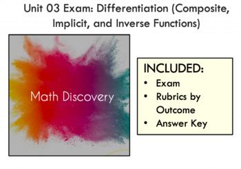 Calculus Unit Exam Differentiation Composite Implicit And Inverse Func