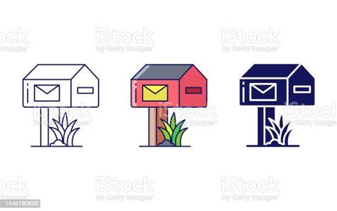 흰색 배경에 격리된 메일 상자 줄과 문자 모양 아이콘 편지 상자 벡터 그림 컬렉션 0명에 대한 스톡 벡터 아트 및 기타 이미지