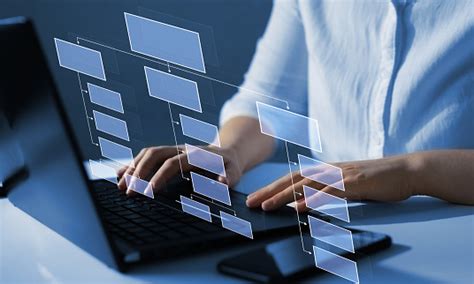 기업 및 처리 관리의 계층 관리 체계 흐름차트를 통한 비즈니스 프로세스 및 워크플로 우플로 자동화 공기 역학에 대한 스톡 사진