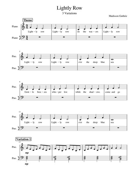 Lightlyrow Sheet Music For Piano Piano Duo