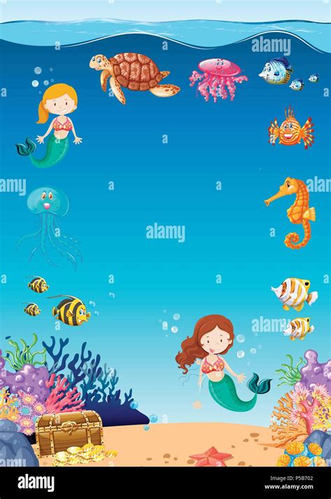 Amazing Underwater Marine Life Illustration Stock Vector Image And Art Alamy
