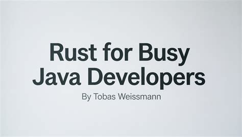 Rust For Java Developer