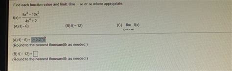Solved Find Each Function Value And Limit Use Coor Co