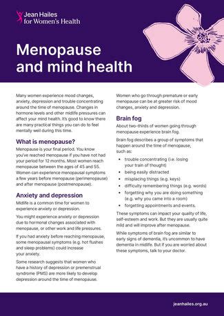 Jean Hailes Menopause And Mind Health