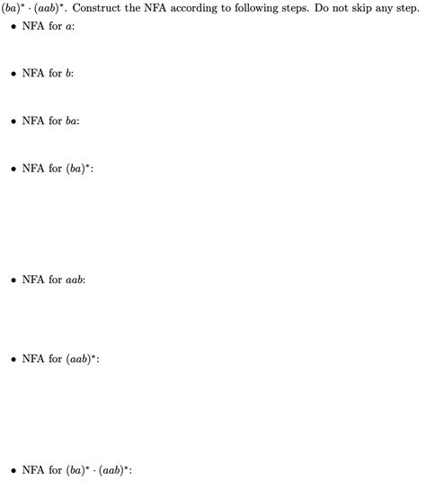 Solved Ba Aab Construct The NFA According To Chegg Com