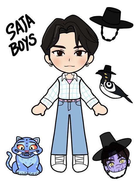 [만들기] 케이팝 데몬 헌터스사자보이즈 진우 스티커 무료도안diy ️종이스티커도안 Free Printable 네이버 블로그