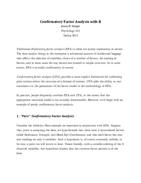 Pdf Confirmatory Factor Analysis With R