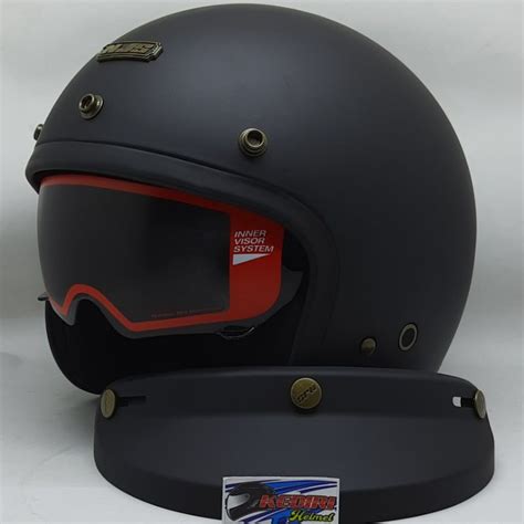 Helm Njs Nx 2 Half Face Retro Bogo Solid Double Visor Intercom Ready Helmjabodetabek