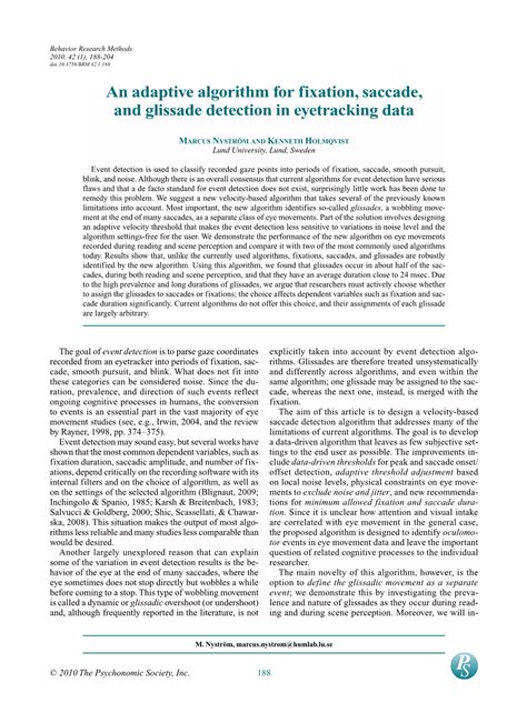 An Adaptive Algorithm For Fixation Saccade And Glissade Detection In