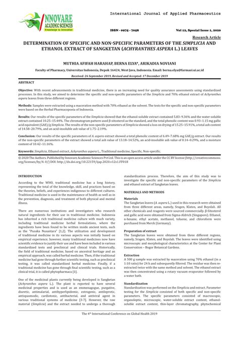Pdf Determination Of Specific And Non Specific Parameters Of The
