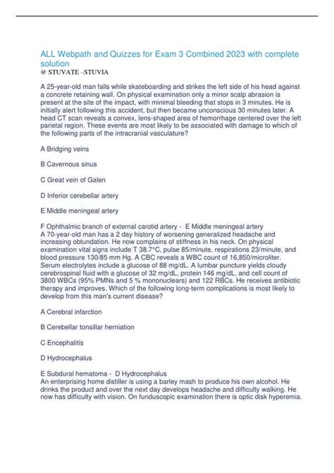 All Webpath And Quizzes For Exam 3 Combined 2023 With Complete Solution All Webpath Stuvia Us