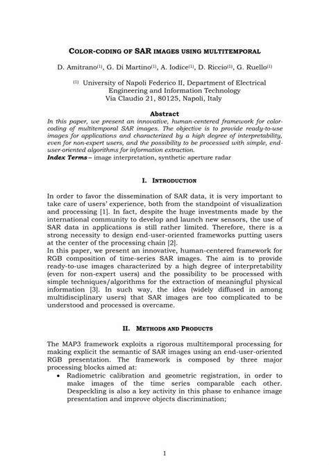 Pdf Color Coding Of Sar Images Using Multitemporalwpageuninait2016rinemrgbpre Print