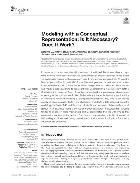 Pdf Modeling With A Conceptual Representation Is It Necessary Does