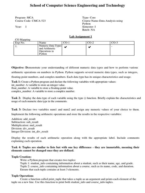 Cmca 523 Lab Assignment 1 Pdf Data Type Python Programming