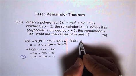 Find Coefficients From Given Remainders Using Remainder Theorem Q10 Youtube