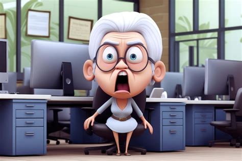 Premium Photo Portrait Of An Angry Elderly Female Programmer In The Office At The Workplace