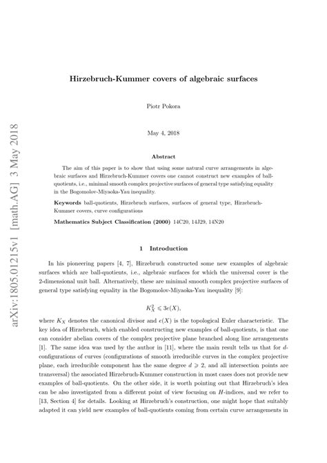 Pdf Hirzebruch Kummer Covers Of Algebraic Surfaces