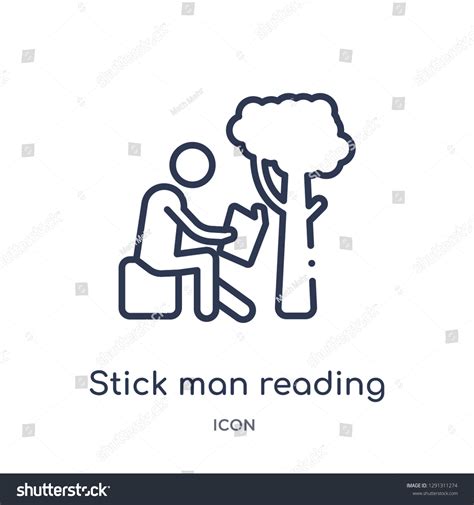 Linear Stick Man Reading Icon Behavior Stock Vector Royalty Free 1291311274 Shutterstock