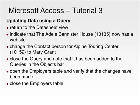 PPT Microsoft Access Tutorial 3 PowerPoint Presentation Free Download ID 5552806