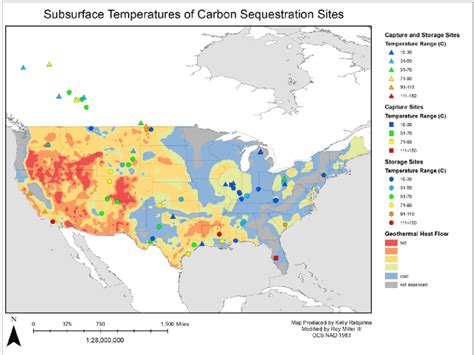 subsurface temperatures of the current carbon sequestration sites