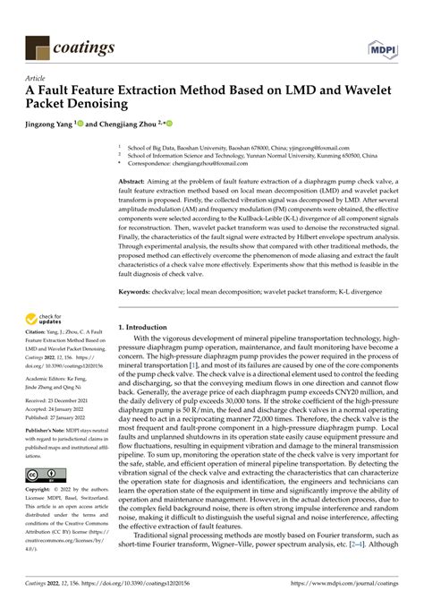 pdf a fault feature extraction method based on lmd and wavelet packet