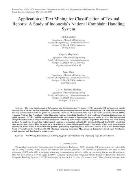 Pdf Application Of Text Mining For Classification Of Textual Ieom2016pdfs