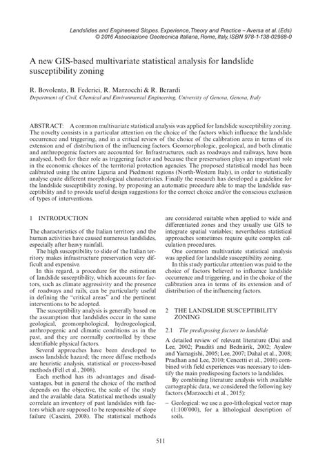 Pdf A New Gis Based Multivariate Statistical Analysis For Landslide