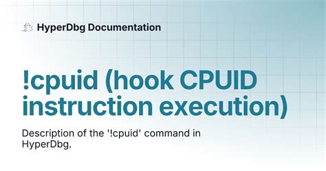 cpuid hook cpuid instruction execution hyperdbg documentation
