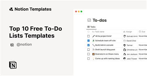 Top 10 Free To Do Lists Templates Notion Template Marketplace
