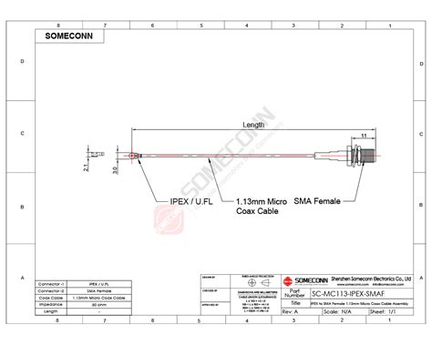 Ipex To Sma Female Micro Coax Cable 113mm Cable Assembly Someconn