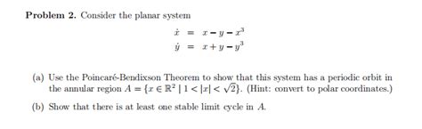 Solved Problem 2 Consider The Planar System I Y 13 Y X