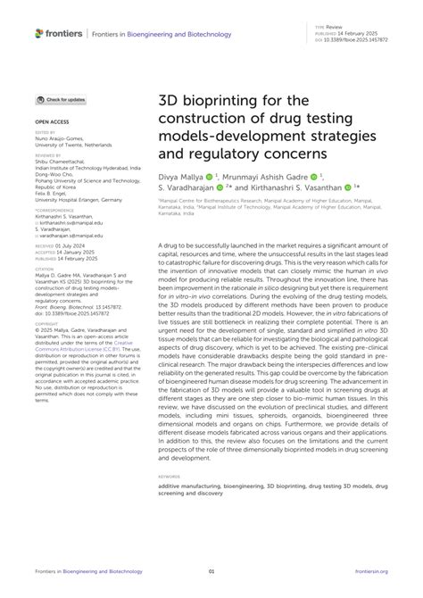 Pdf 3d Bioprinting For The Construction Of Drug Testing Models Development Strategies And