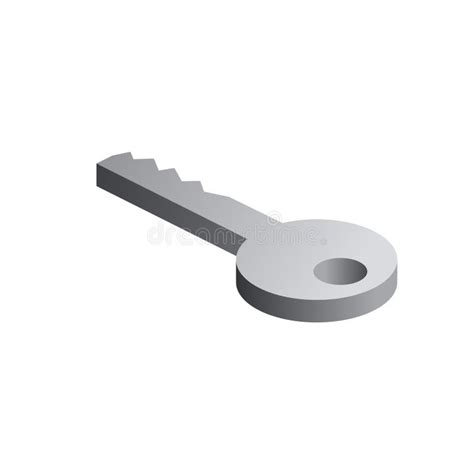 Isometric Security Key Icon Isolated On White Background Gray Key Stock Vector Illustration