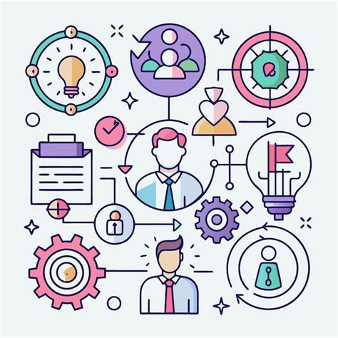 Business Workflow Diagram With Connected Icons Representing Different Processes Premium Ai