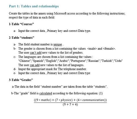 Part 1 Tables And Relationships Create The Tables In Chegg Com